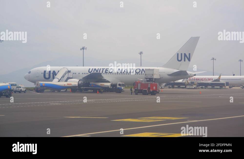 UN United Nations airplane, Addis Ababa international airport, Ethiopia ...