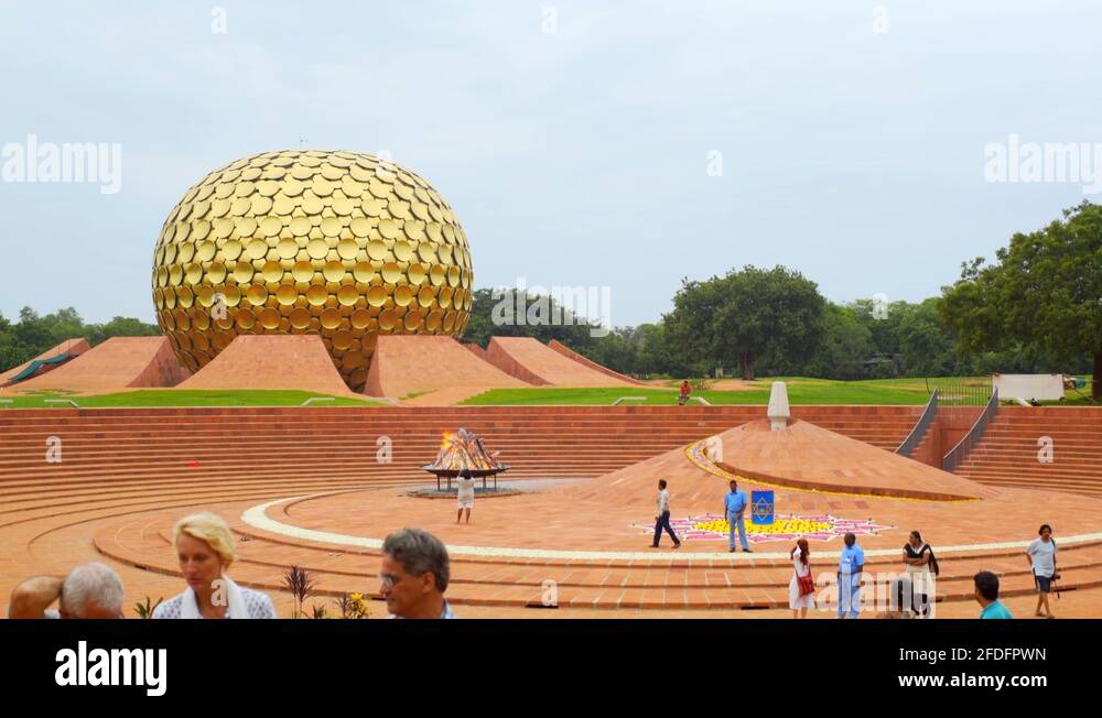 People at Matrimandir Mother’s Temple ceremony, Auroville spiritual ...
