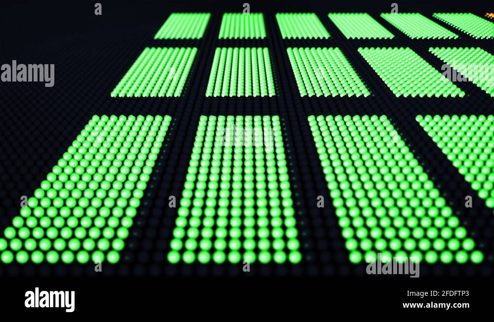 Animated 3D LED display of horizontal volume level barsing up and down ...