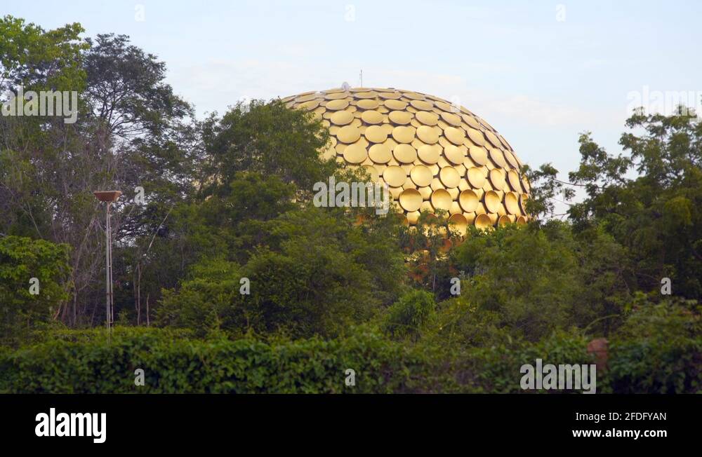 Matrimandir Temple of The Mother, lush green forest, Auroville ...