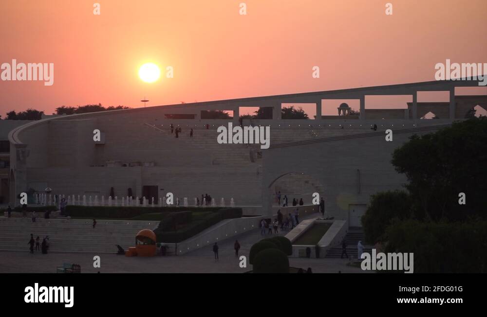 Katara Cultural village at sunset with multi purpose hall amphitheater ...