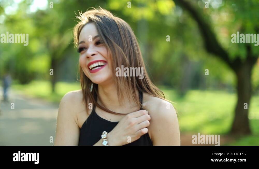 Young woman smile and laugh, girl real life authentic spontaneous ...