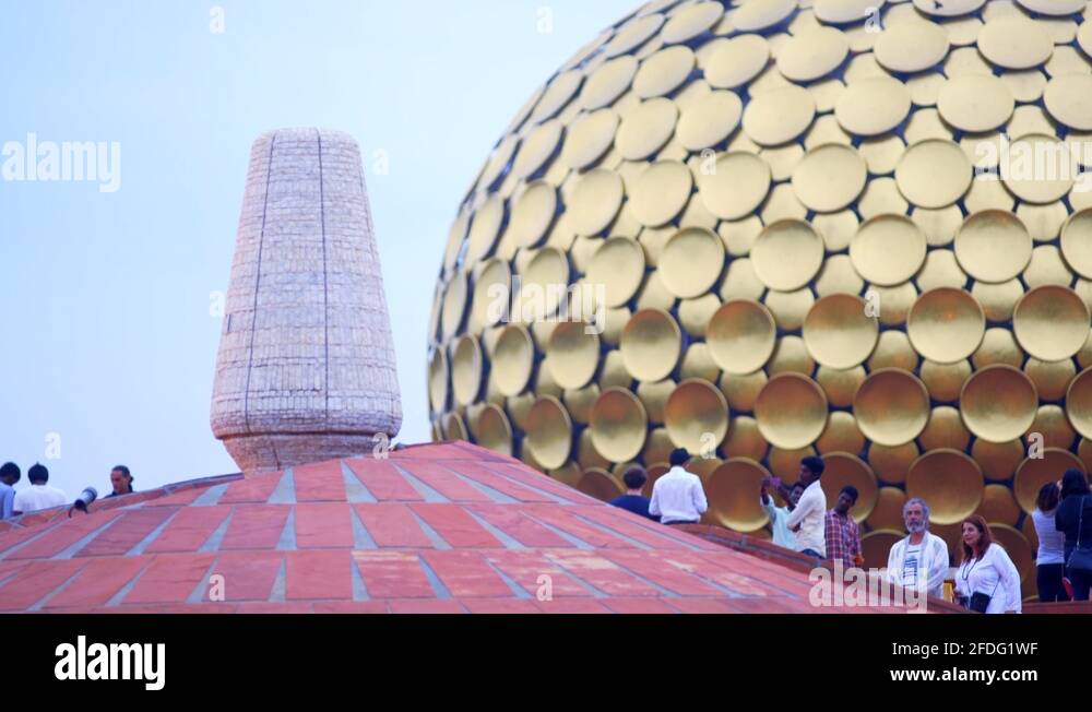 Matrimandir temple of the Mother amphitheater urn, Auroville, India ...