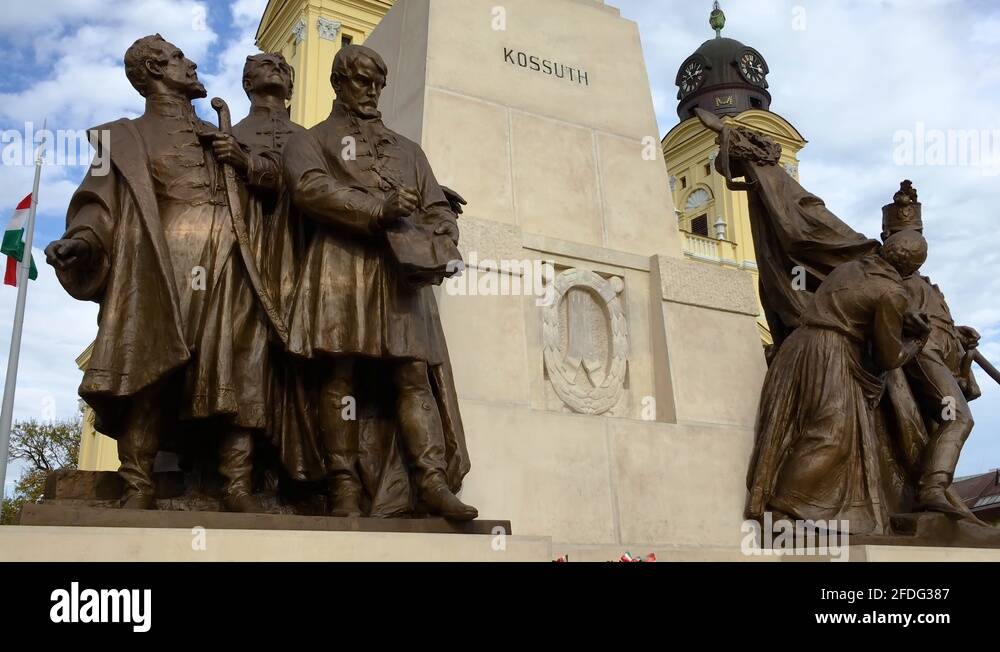 Historical Figure Of Lajos Kossuth Standing On The Square In Front Of ...