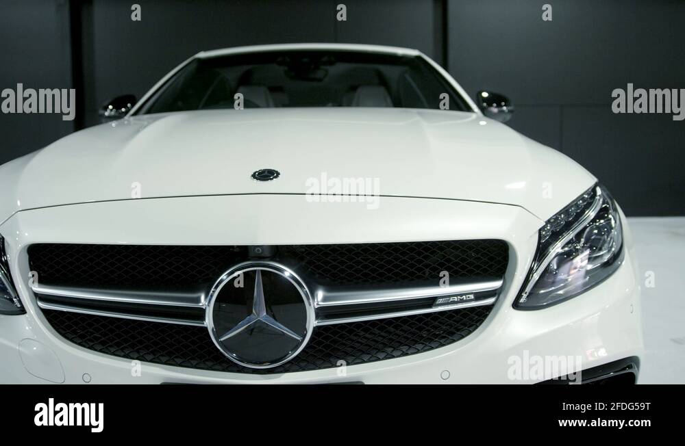 Front End of a Luxurious Mercedes Benz C63s AMG. Sliding Shot Stock ...
