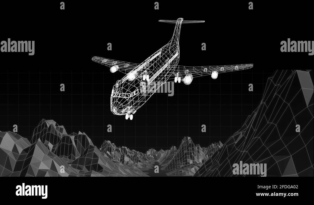 Animation of 3d technical drawing of model of aeroplane and 3D ...