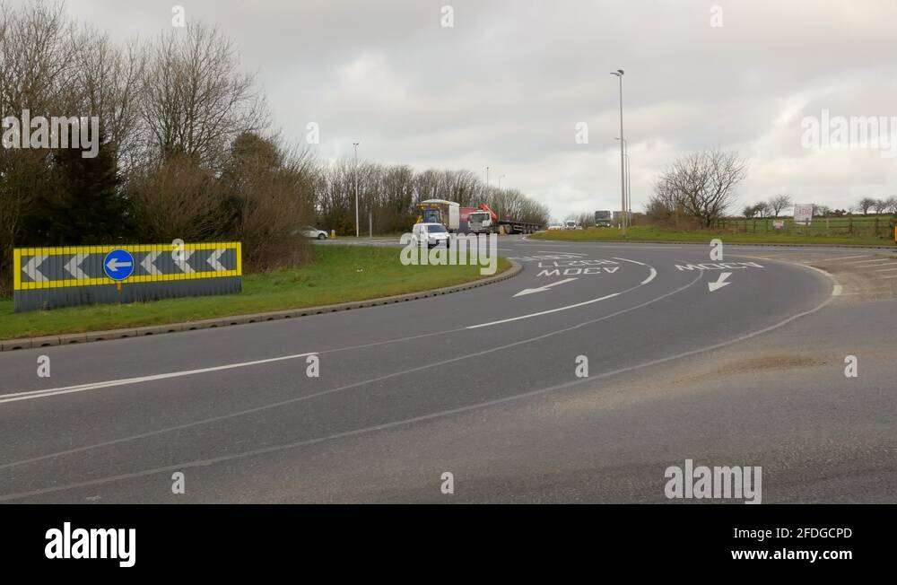 Vehicles Driving on busy Chiverton Cross Roundabout, Truro, Cornwall ...