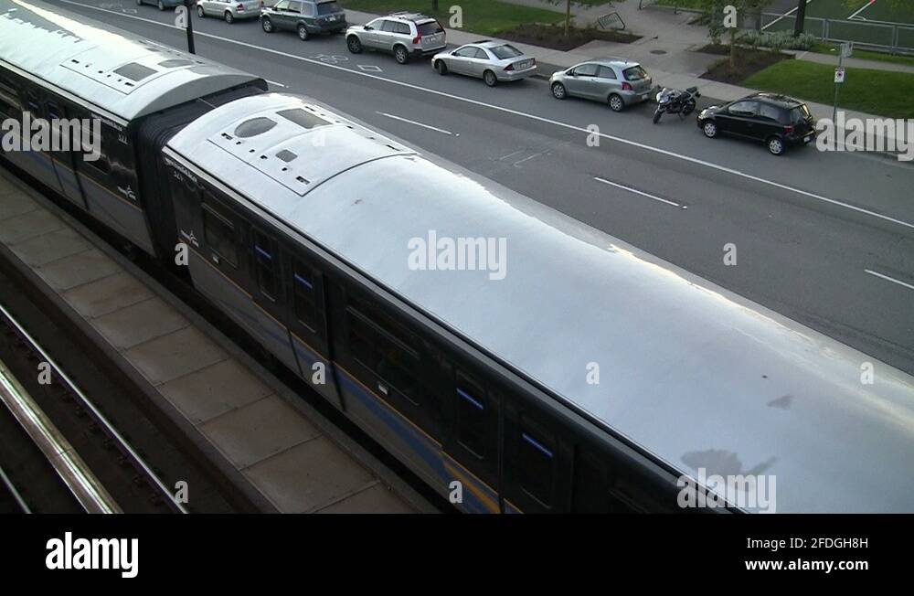 Moving Vancouver Skytrain from above, city Skyline Stock Video Footage ...