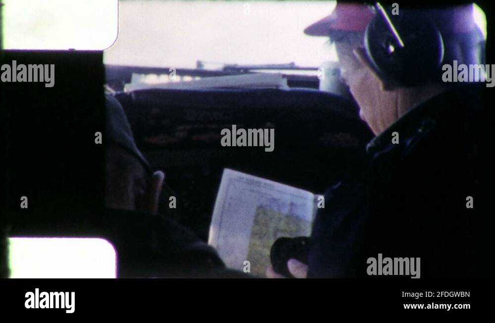 PILOT CO-PILOT Navigator Cockpit Flying Plane 1960s Vintage Film Home ...