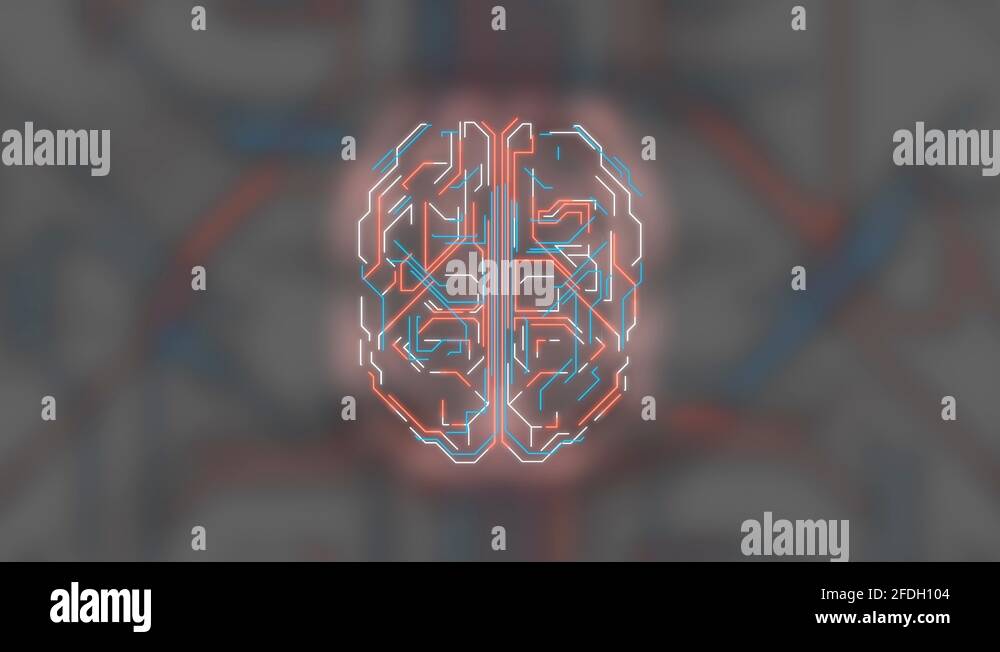 High-functioning brain processing information inside a transparent ...