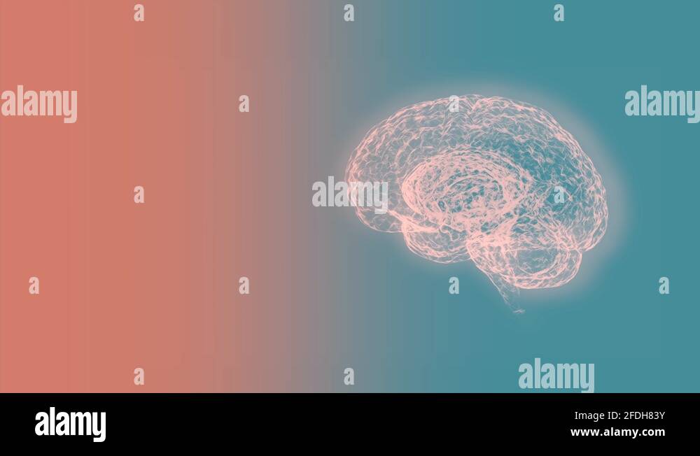 Computed medical tomography MRI scan of human brain over light green ...