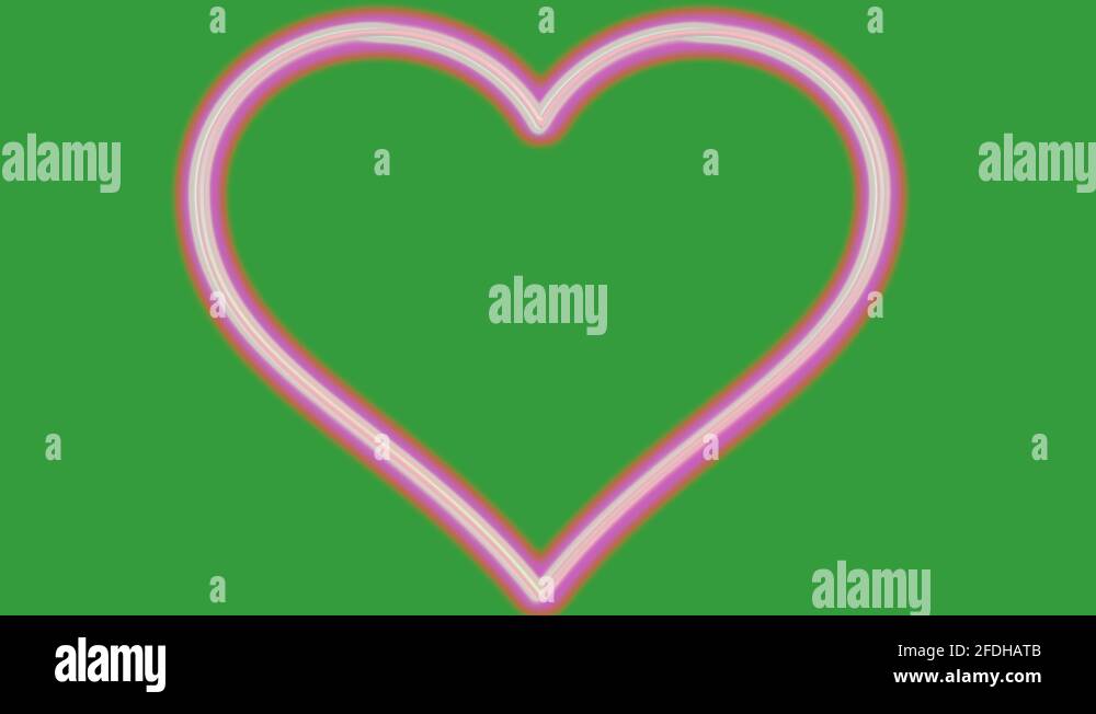 Computer animated heart blinking in red flash light on green screen in ...