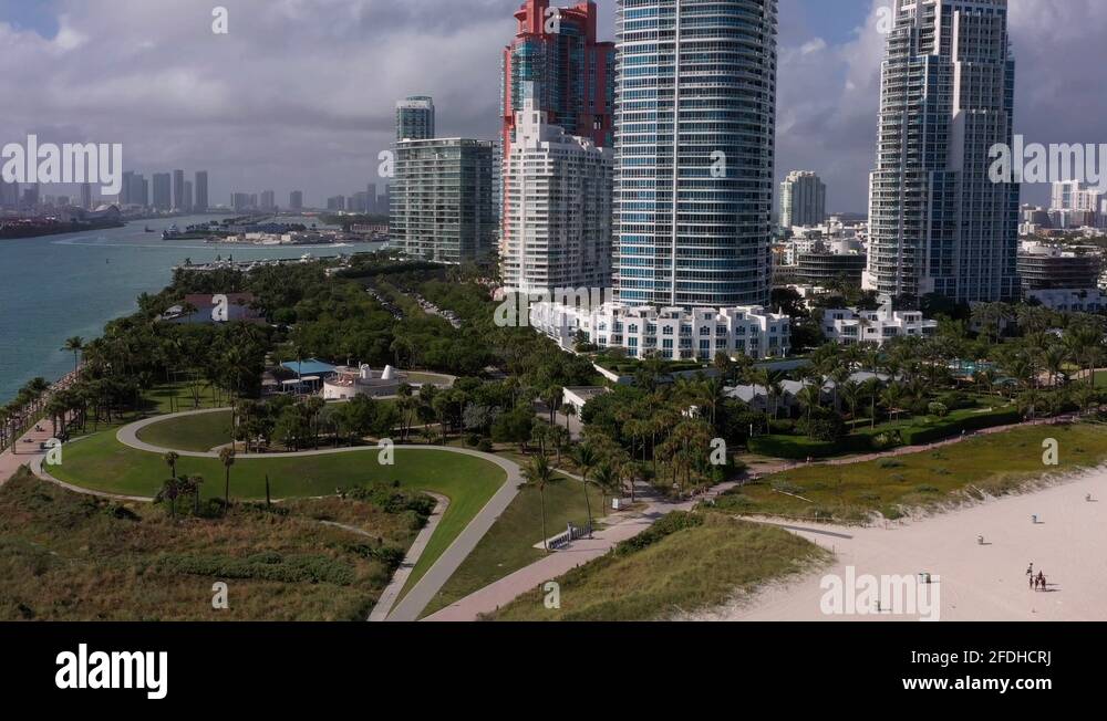 Establishing of tall buildings along beach in Miami Florida 4k Stock ...