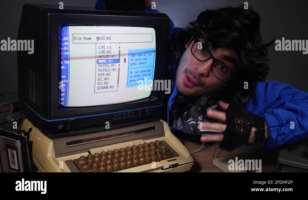 Vintage Computer Geek from the 70s 80s Talking Stock Video Footage - Alamy