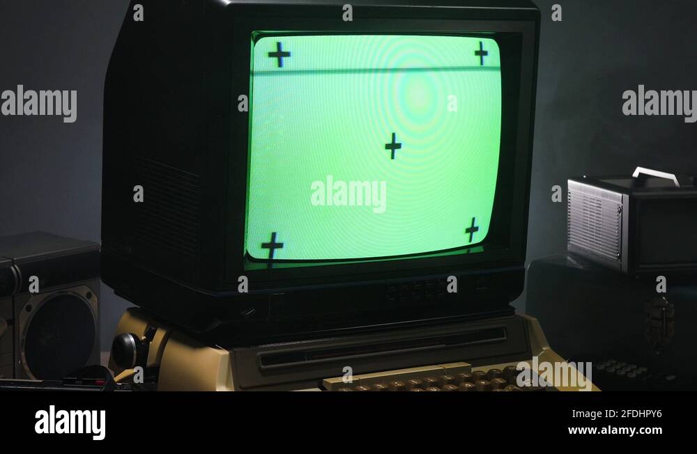 Green Screen on a Old Retro Computer Monitor from 70s 80s Stock Video ...