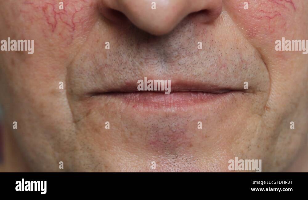 Man with bad teeth talking, smiling and laughing. Close up video of ...