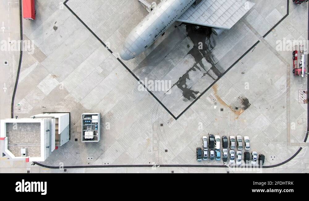 Top down aerial view of a simulation training facility for Aircraft ...