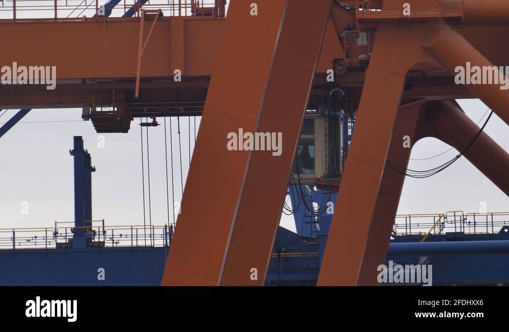 Gantry Cranes Operating in Cargo Ship Container Terminal Stock Video ...