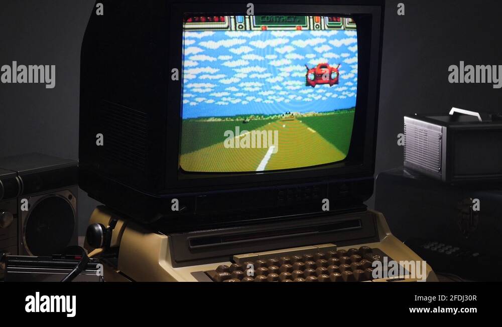 Retro Video Game Old Computer Monitor from 70s 80s Stock Video Footage ...
