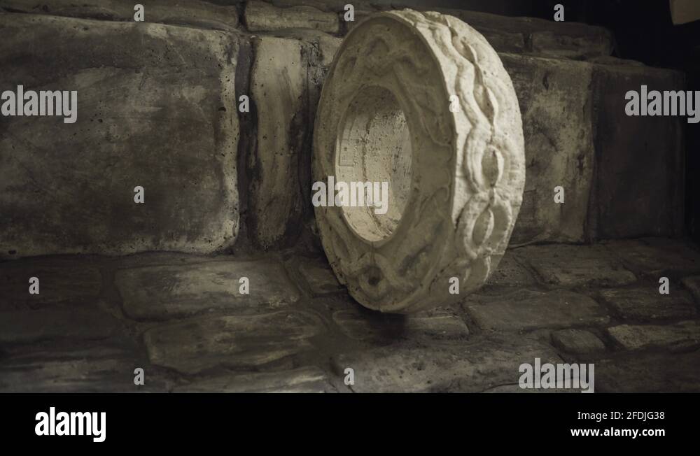 Ulama ball game hoop from ancient Mayan civilization. Used for sporting ...