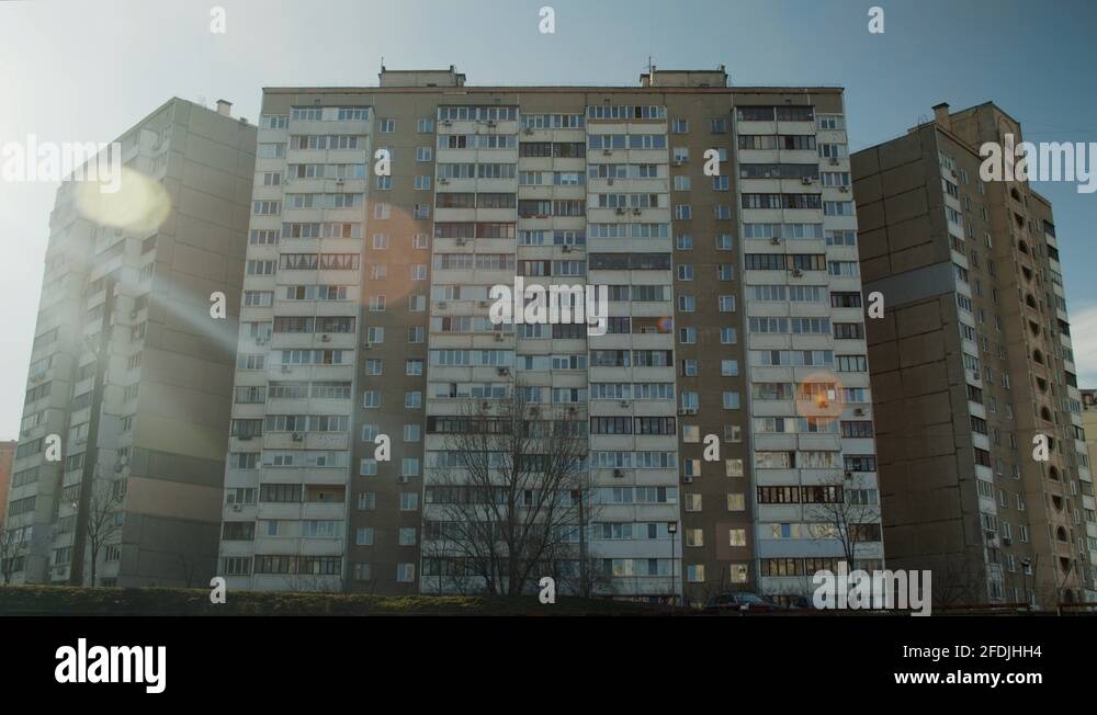 Soviet Style Building Complex in Daytime with a Lensflare Stock Video ...