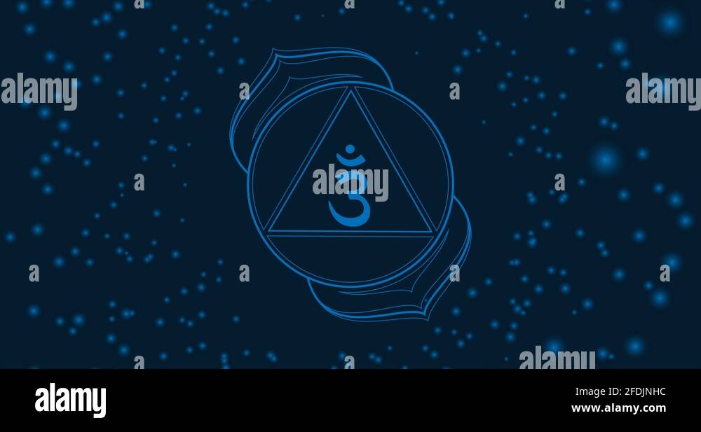 Animated chakra Ajna. The sixth symbol is blue. 2 petals of lotus in ...