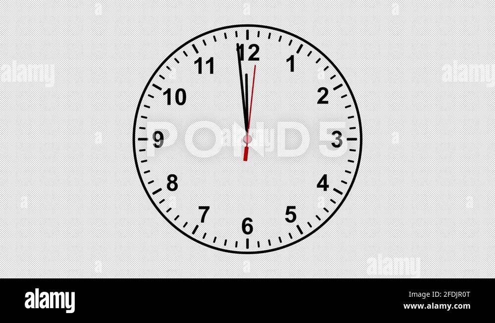 Analog clock countdown 60 seconds to midnight, alpha channel, 4K 60 fps ...