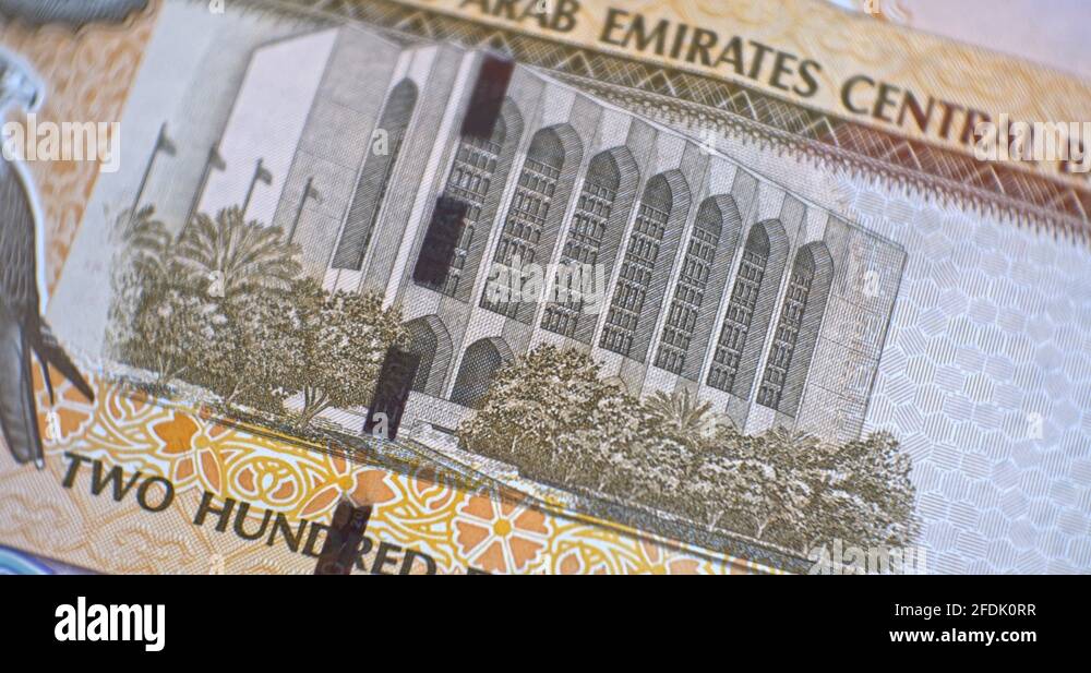 United Arab Emirates 200 dirham banknote, UAE Emirati money closeup ...