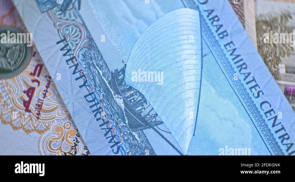 United Arab Emirates 20 dirham banknote, UAE Emirati money closeup ...