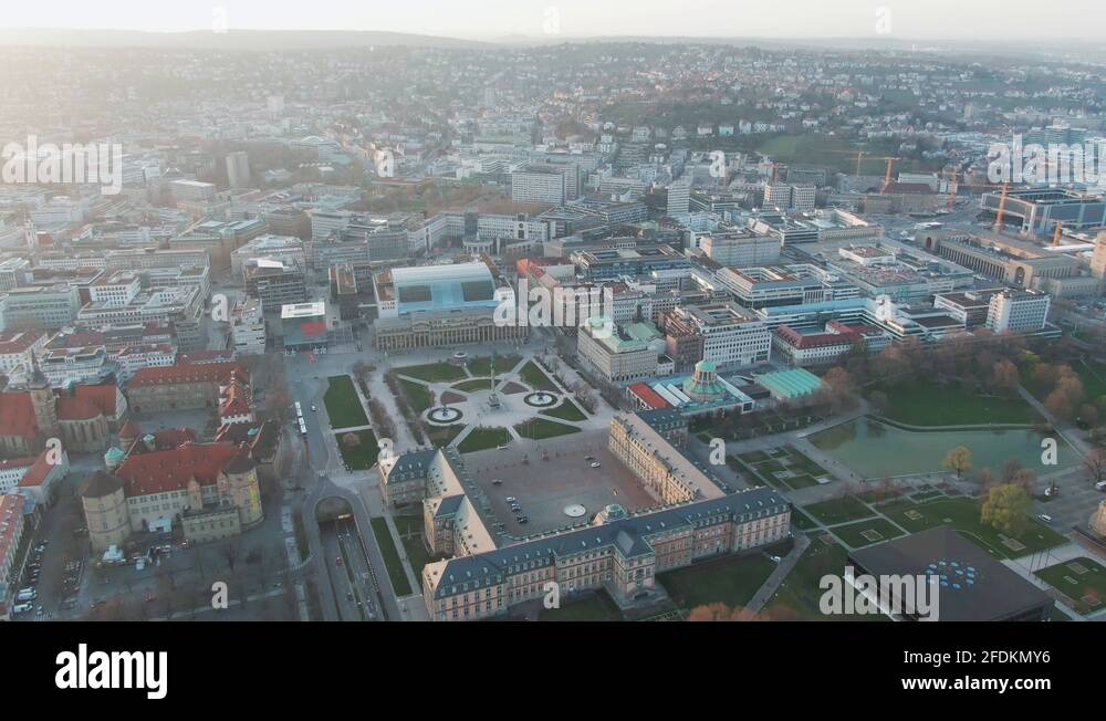 The iconic Schlossplatz in Downtown Stuttgart with the New Palace, the ...