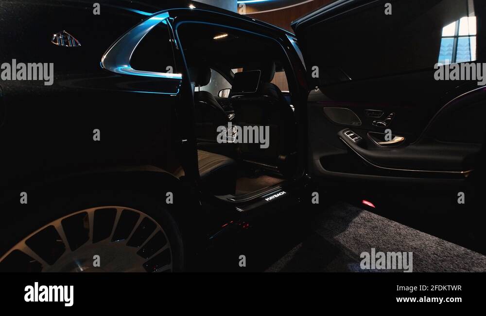 Maybach rear seat. Maybach Motorenbau is a German car brand Stock Video ...