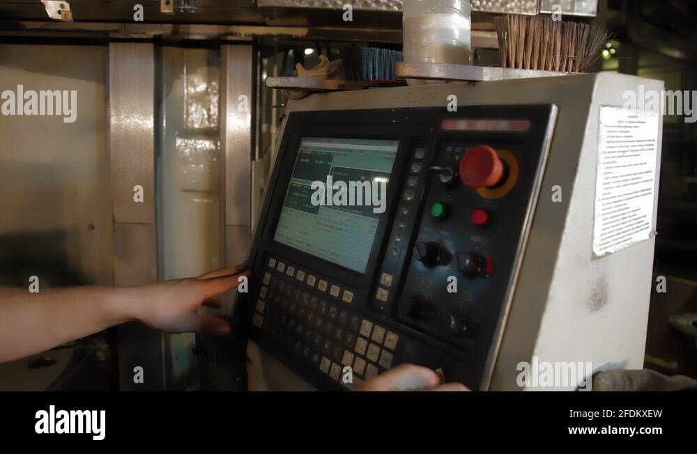 Cnc machine management screen. Metalworking milling machine. Produces ...