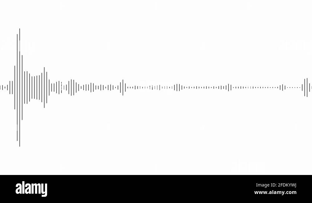 A simple black and white audio visualization effect; black soundwave on ...