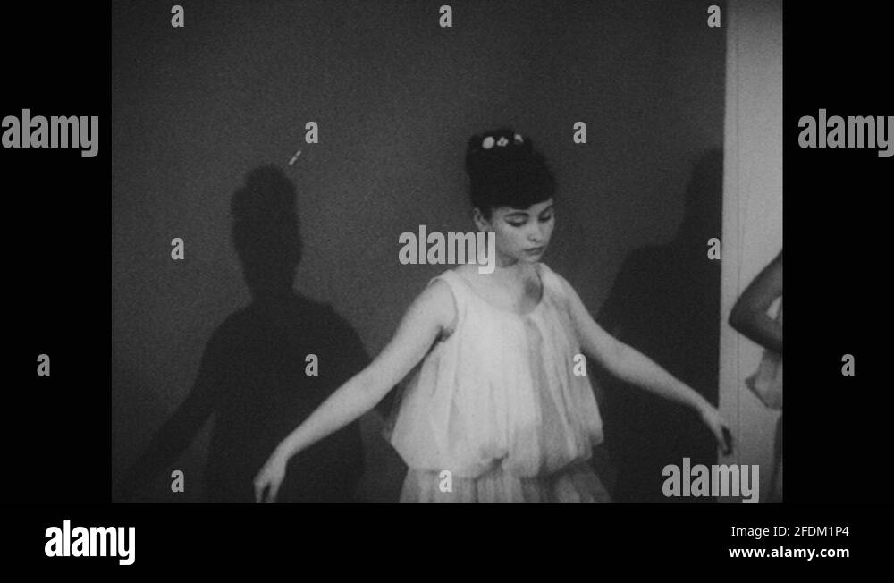 1950s: Girl in costume, steps down from riser. Girls dancing, girls on ...