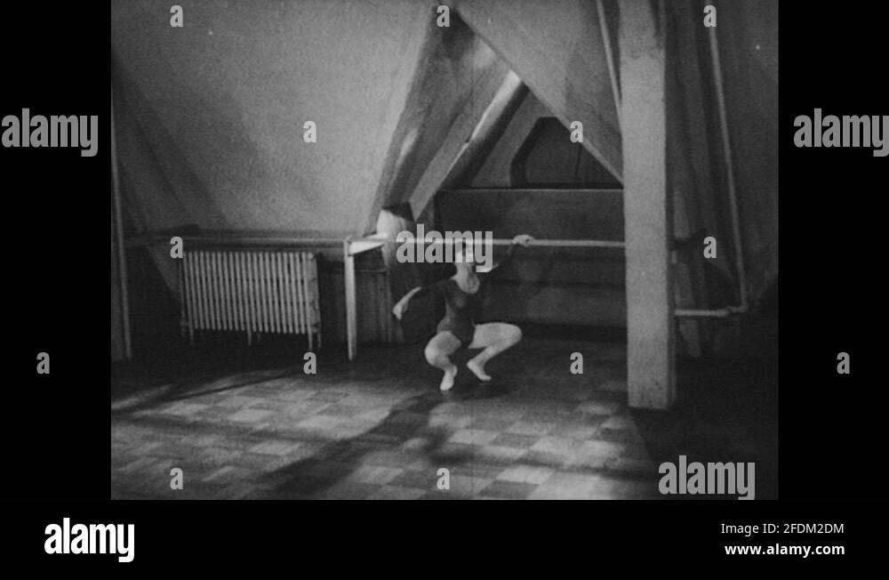 1950s: Girl dancing at ballet barre Stock Video Footage - Alamy
