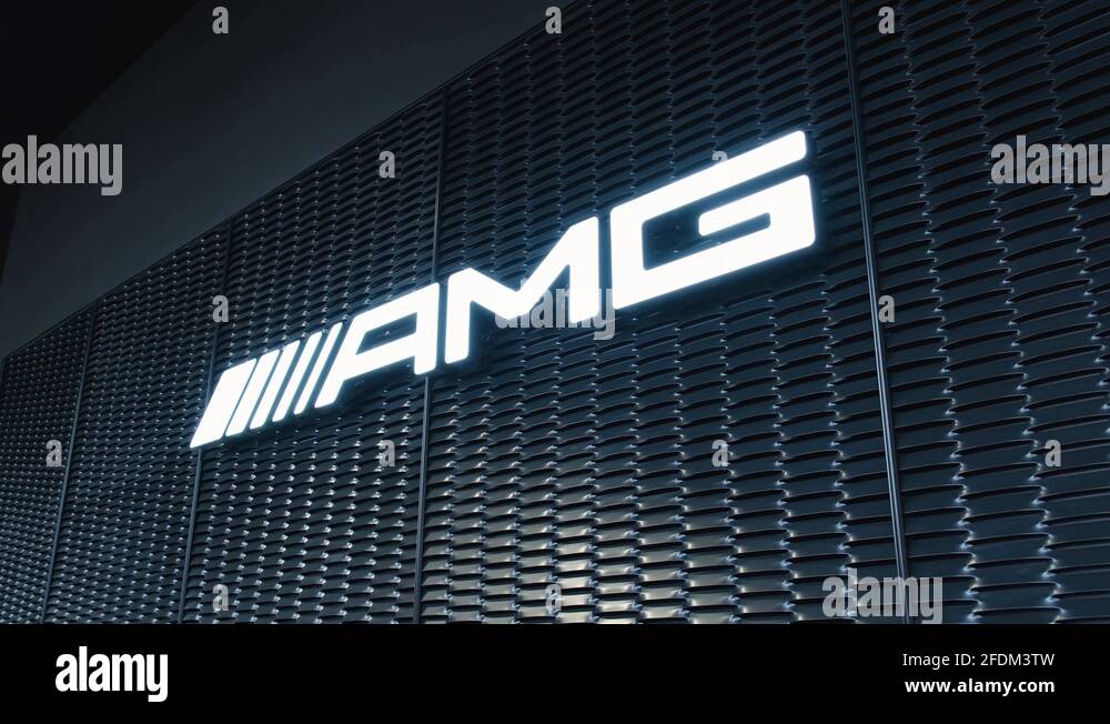 Amg logo at dealer showroom. Mercedes-AMG GmbH, commonly known as AMG ...