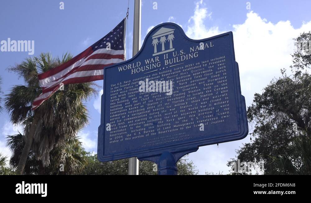 World War II US Naval Housing Building information sign 4k Stock Video ...