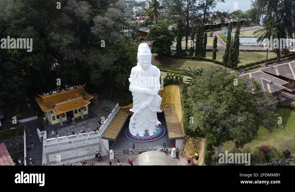A spectacular white giant statue of Kwan Im also known as Guanyin ...