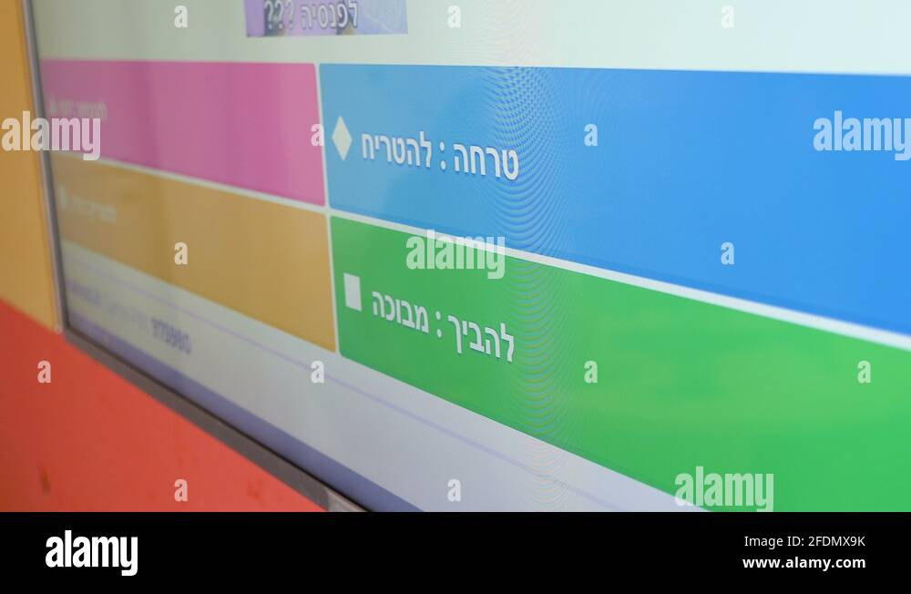 Gameplay of "Kahoot!" display on a screen in an Israeli elementary ...