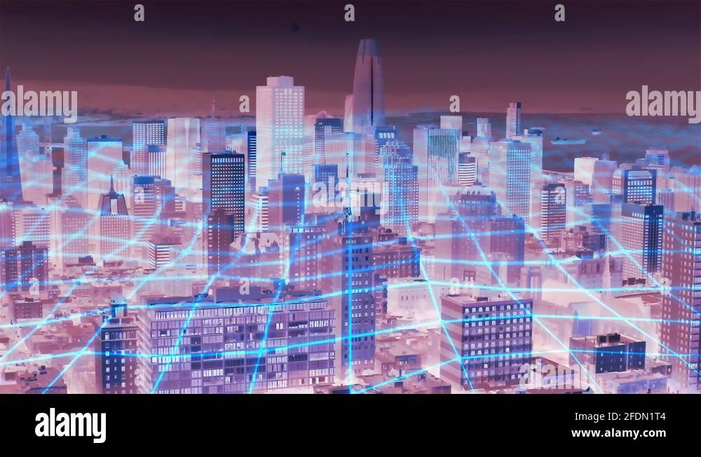 Connected San Francisco Skyline - 3d motion graphics animation Stock ...