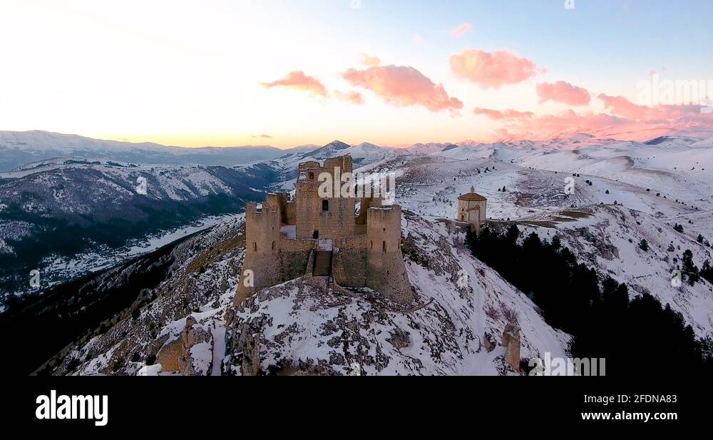 Ancient medieval castle of rocca calascio at sunset Stock Videos ...