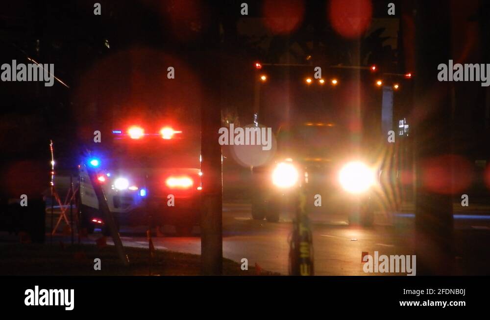 Police Officer Truck Car Pulled Over Another Car As Three Trucks With ...