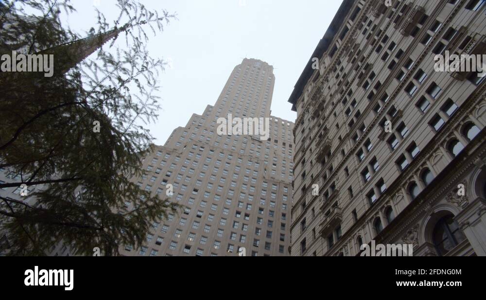 Low angle of a super tall New York City skyscraper near World Trade ...