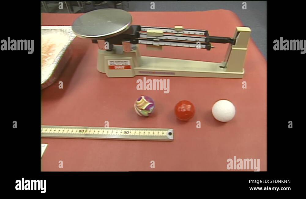 1990s: A scale, three balls, ruler and tub of flour and Jell-O mixture ...