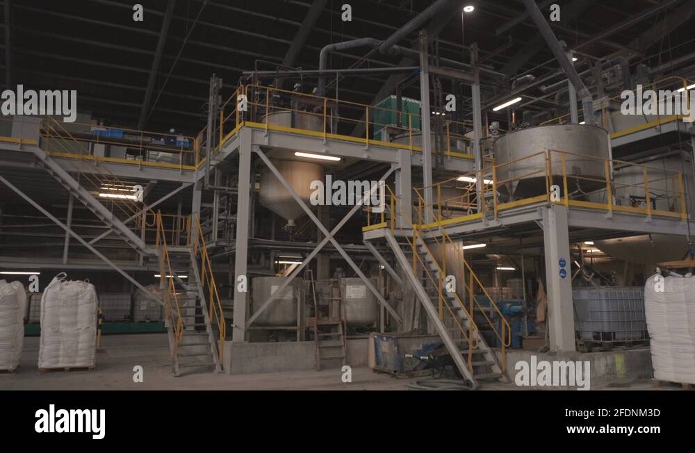 Chemistry factory where chlorine gets produced in big tanks Stock Video ...