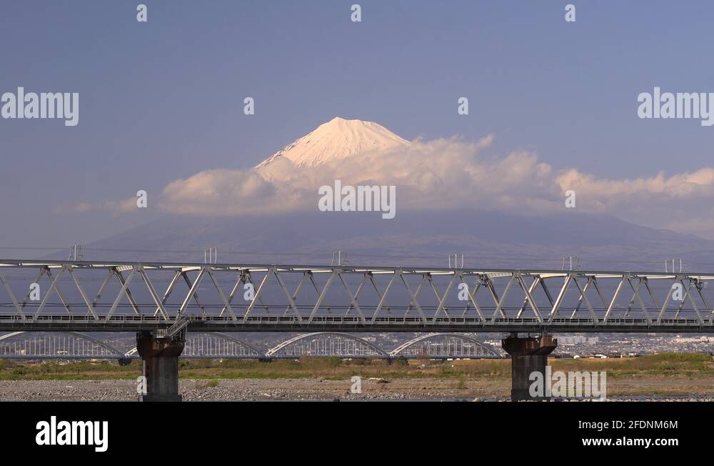 Shinkansen Bullet Train Passing Through Fujikawa Bridge In Shizuoka ...