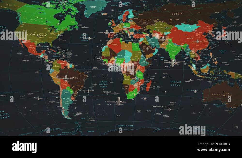 Fleet of Airplanes Flying Over World Map Stock Video Footage - Alamy