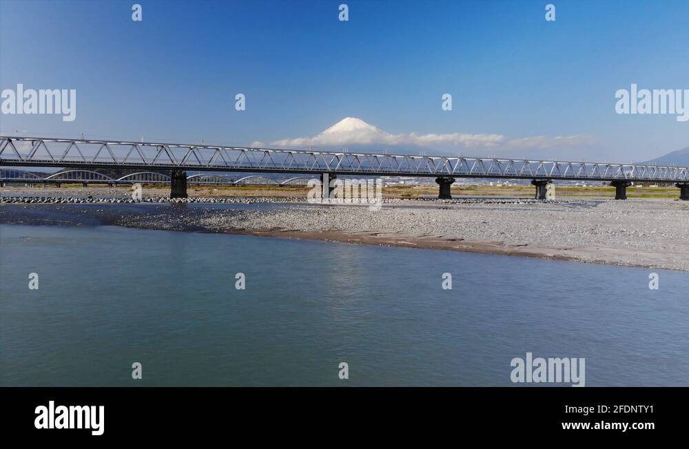 Beautiful Scenery Of Fujikawa Iron Bridge Spanning Across Fuji River In ...