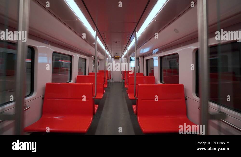 Empty Metro Subway Train From Inside Arriving To Station In Europe ...