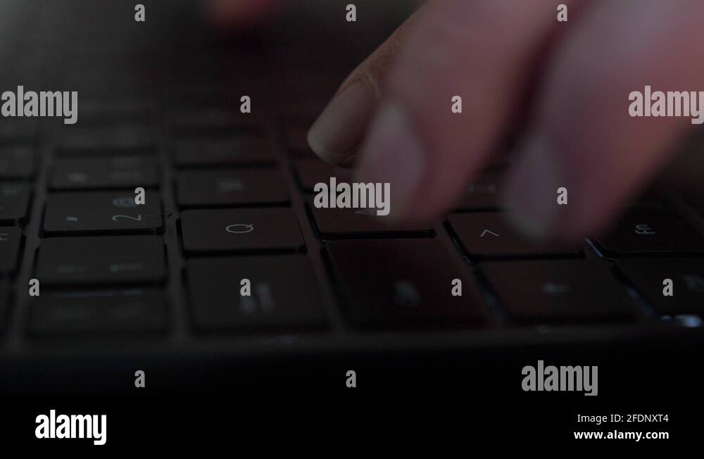 Extreme Close-Up Woman Hand Keyboard Typing. Slow Motion 4K Stock Video ...